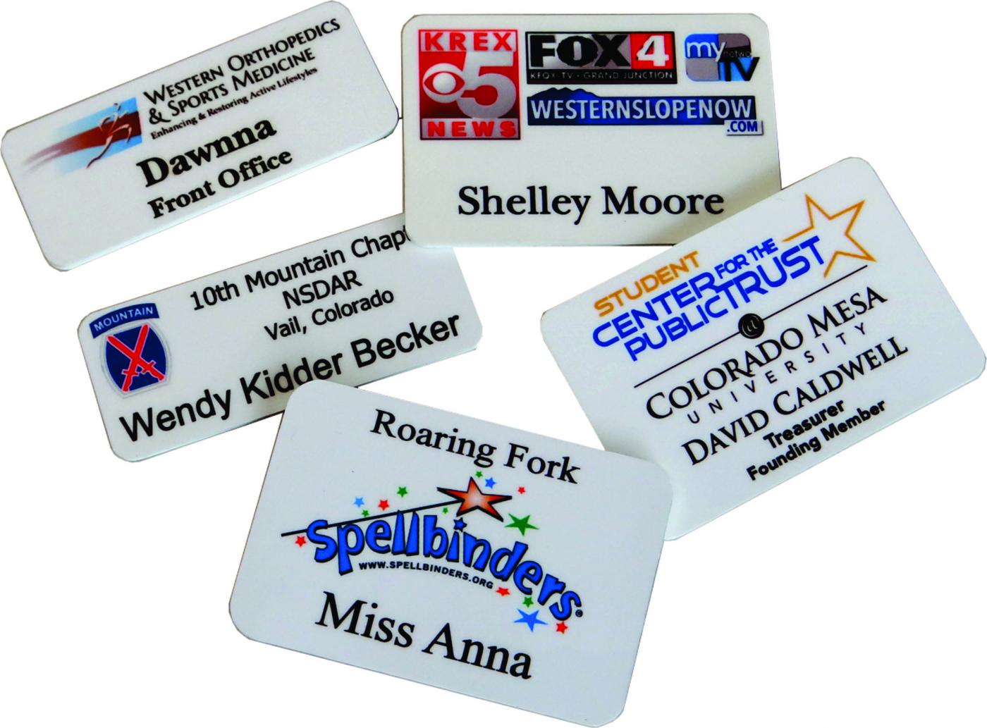 White Full Color Logo Name Tags | Trophycase Inc